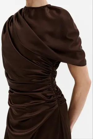 MALINA Cassia Draped Fitted Maxi Dress