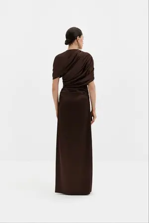 MALINA Cassia Draped Fitted Maxi Dress