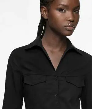 KL JEANS Fitted V-neck Shirt With Chest Pockets