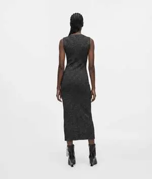 KL JEANS Metallic Knit Mockneck Dress With Front Slit