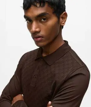 Karl Lagerfeld Monogram Long-sleeved Polo Shirt