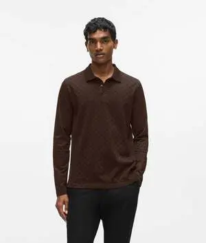 Karl Lagerfeld Monogram Long-sleeved Polo Shirt - Black/brow