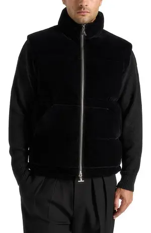 Manière De Voir Velvet Puffer Gilet With Dual-zip Fastening