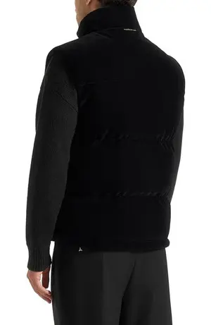 Manière De Voir Velvet Puffer Gilet With Dual-zip Fastening