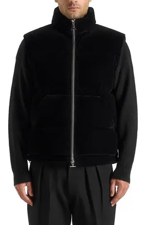 Manière De Voir Velvet Puffer Gilet With Dual-zip Fastening