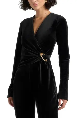 Manière De Voir Solel Velour Wrap Jumpsuit