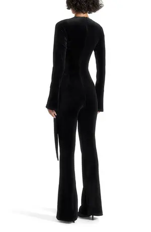 Manière De Voir Solel Velour Wrap Jumpsuit