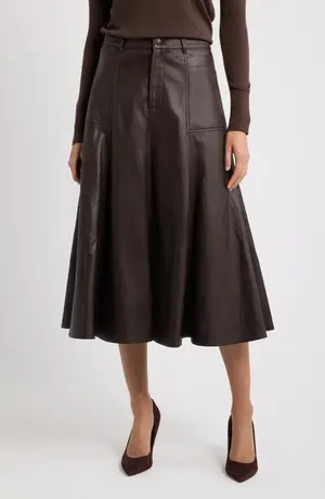 Kobi Halperin Ellen Faux Leather Midi Skirt - Dark Brown