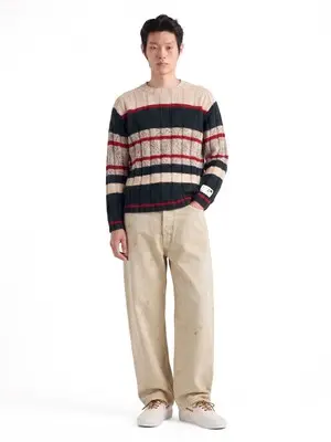 Balenciaga Wide Leg Distressed Cotton Jeans