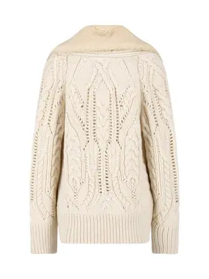 Ermanno Scervino Cardigan In Virgin Wool And Shearling