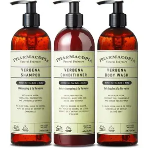 PHARMACOPIA NATURAL BODYCARE Verbena Shower Trio Bundleshampoo, Conditioner - White