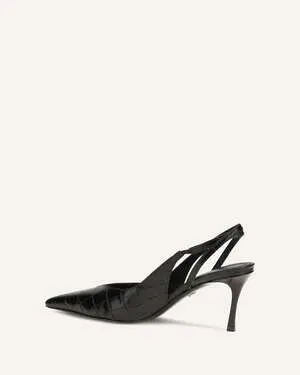 FERRAGAMO Crocodile-effect Leather Slingback Pumps