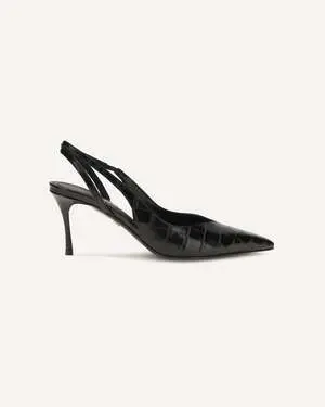 FERRAGAMO Crocodile-effect Leather Slingback Pumps