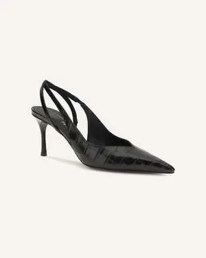 FERRAGAMO Crocodile-effect Leather Slingback Pumps