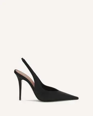 Amina Muaddi Anok Satin Slingback Pumps