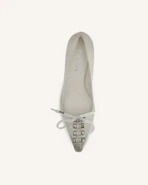 Prada Lace-up Antique-finish Leather Pumps