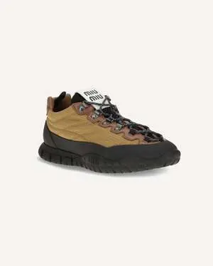 Miu Miu Ripstop Lace-up Sneakers - Beige