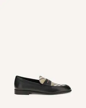 Burberry Opal Leather And Check Loafers