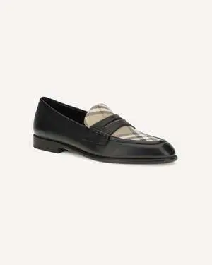Burberry Opal Leather And Check Loafers