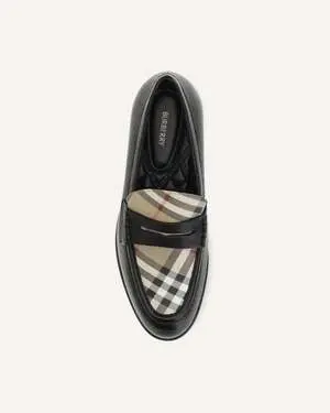 Burberry Opal Leather And Check Loafers