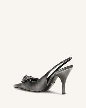 Prada Floral-detail Leather Slingback Pumps