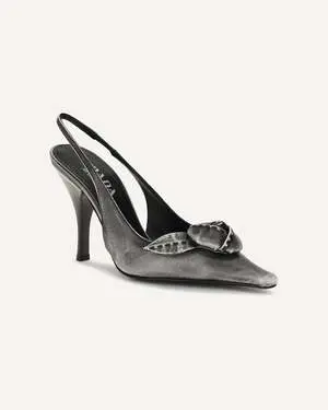Prada Floral-detail Leather Slingback Pumps