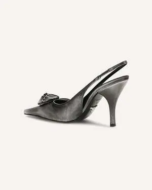 Prada Floral-detail Leather Slingback Pumps