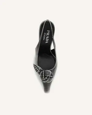 Prada Floral-detail Leather Slingback Pumps