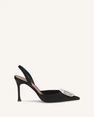 Amina Muaddi Camelia Satin Slingback Pumps