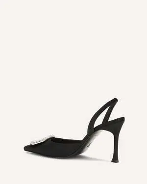 Amina Muaddi Camelia Satin Slingback Pumps