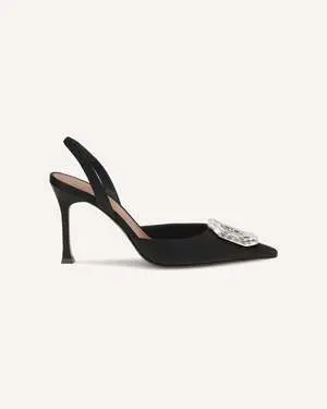 Amina Muaddi Camelia Satin Slingback Pumps