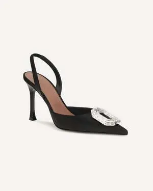 Amina Muaddi Camelia Satin Slingback Pumps