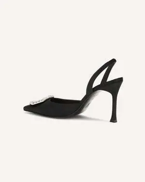 Amina Muaddi Camelia Satin Slingback Pumps