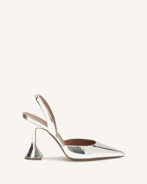 Amina Muaddi Holli Mirror-finish Slingback Pumps
