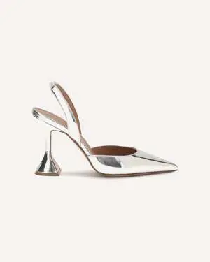 Amina Muaddi Holli Mirror-finish Slingback Pumps