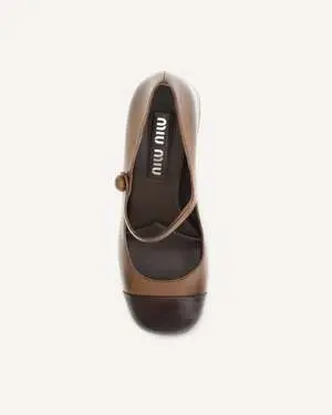 Miu Miu Leather Mary Jane Ballerinas With Block Heel