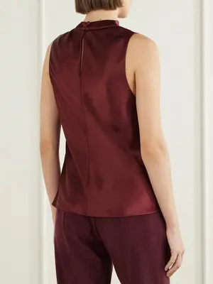 Gabriela Hearst Melina Draped Silk-satin Blouse - Burgundy