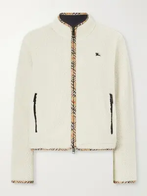 Burberry Check-trimmed Wool-blend Plush Jacket - White