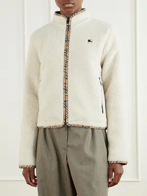 Burberry Check-trimmed Wool-blend Jacket - White