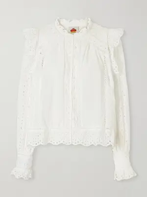 Farm Rio Broderie Anglaise Cotton Blouse - White