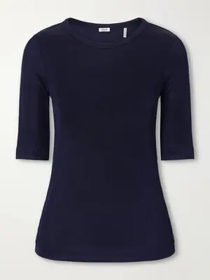 AGOLDE AGOLDE Saige Ribbed Stretch-Jersey T-Shirt Blue