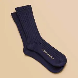 Olivia Von Halle Spencer Osaka Navy Socks - Navy Blue