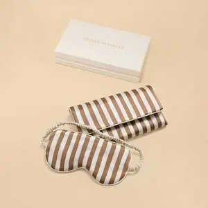Olivia Von Halle Audrey Solene Stripe Eye Mask - Beige
