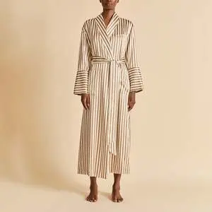 Olivia Von Halle Capability Solene Stripe Robe - Beige
