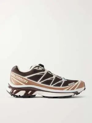 SALOMON Xt-6 Rubber-trimmed Mesh Sneakers - Brown