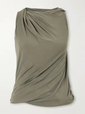 Rick Owens Luna Draped Crepe-jersey Tank - Green