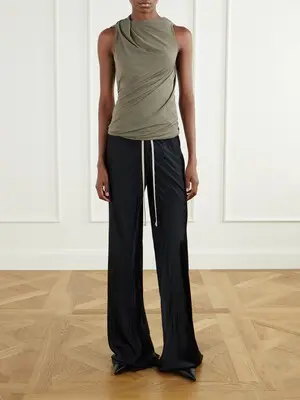 Rick Owens Luna Draped Crepe-jersey Tank - Green
