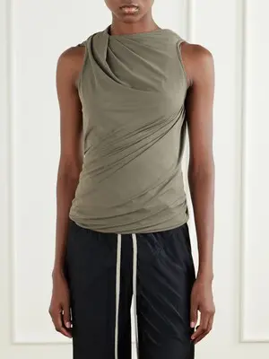 Rick Owens Luna Draped Crepe-jersey Tank - Green