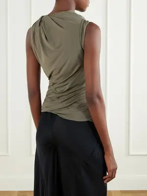Rick Owens Luna Draped Crepe-jersey Tank - Green