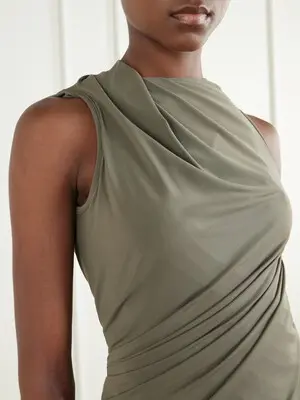Rick Owens Luna Draped Crepe-jersey Tank - Green
